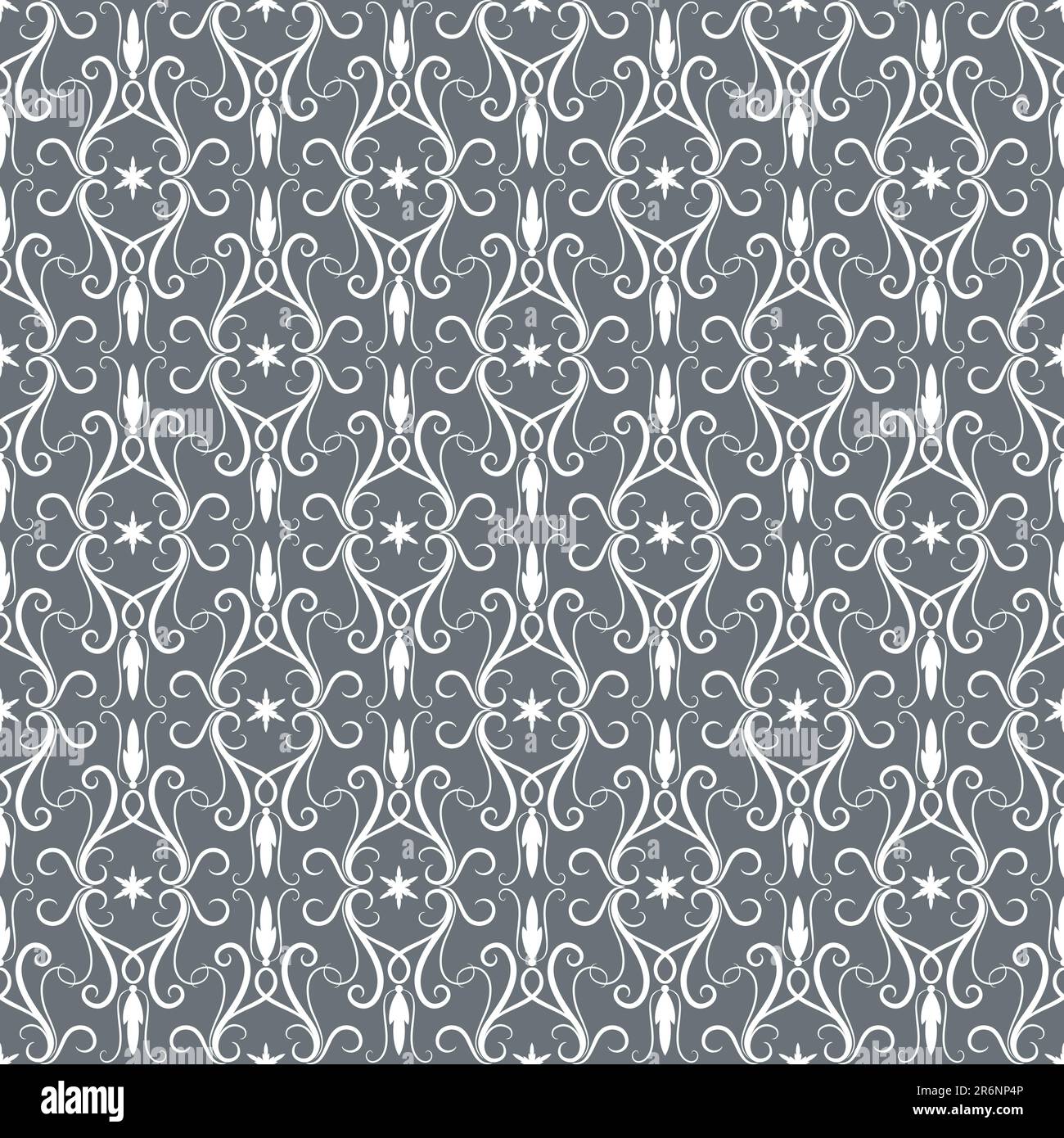 White and grey vintage seamless pattern (vector Stock Vector Image ...