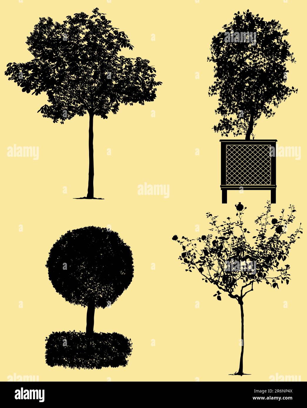 vector illustration of a very detailed trees silhouettes Stock Vector ...