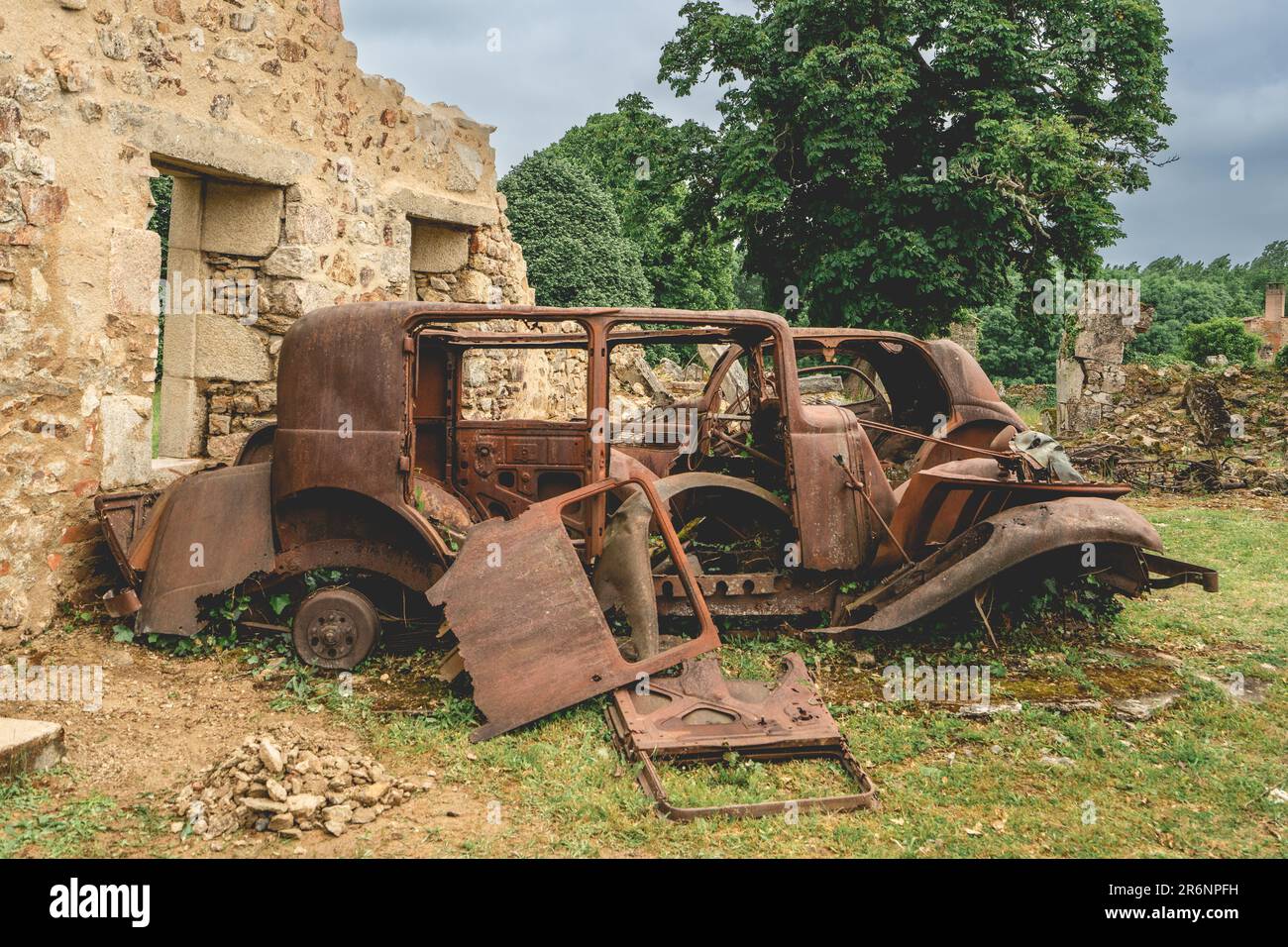 Old rusty cars left behind in Oradour-sur-Gllane, France Stock Photo ...