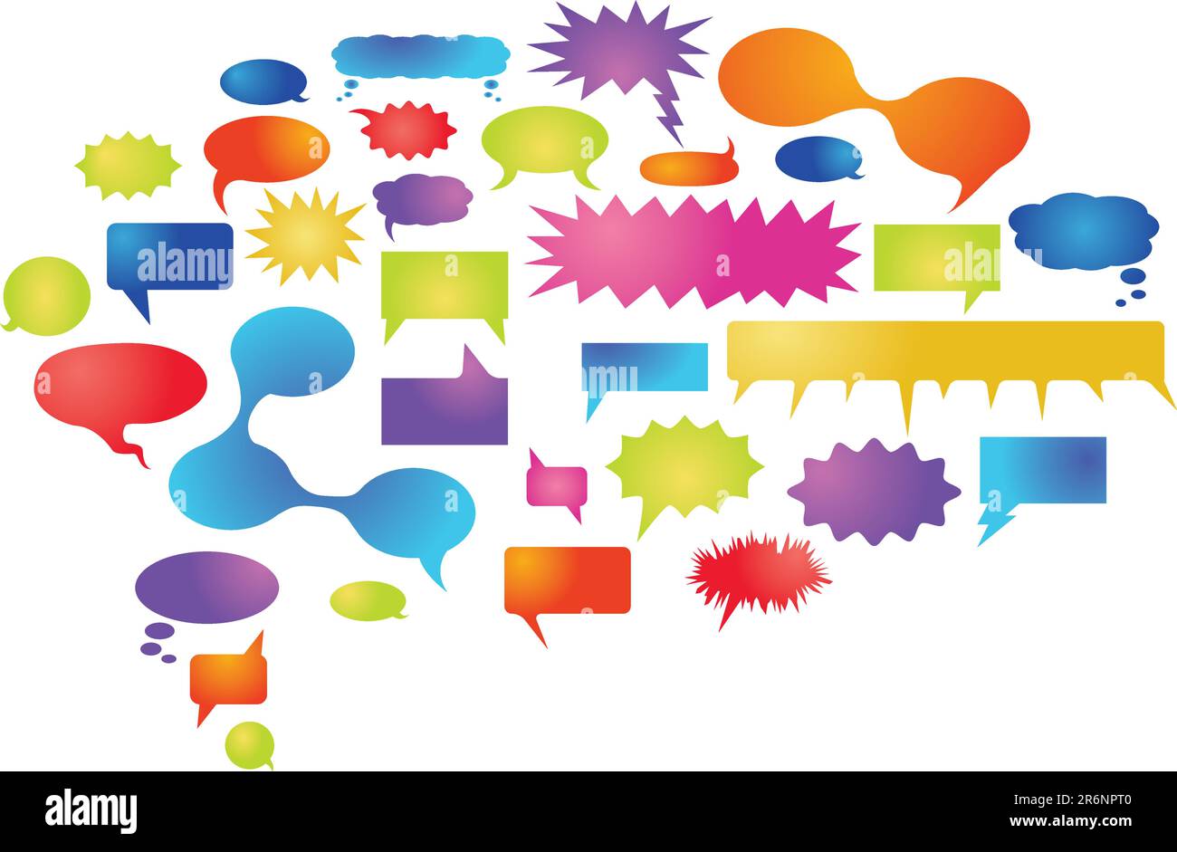 Lots of different speech bubbles that can be used in cartoon strips ...