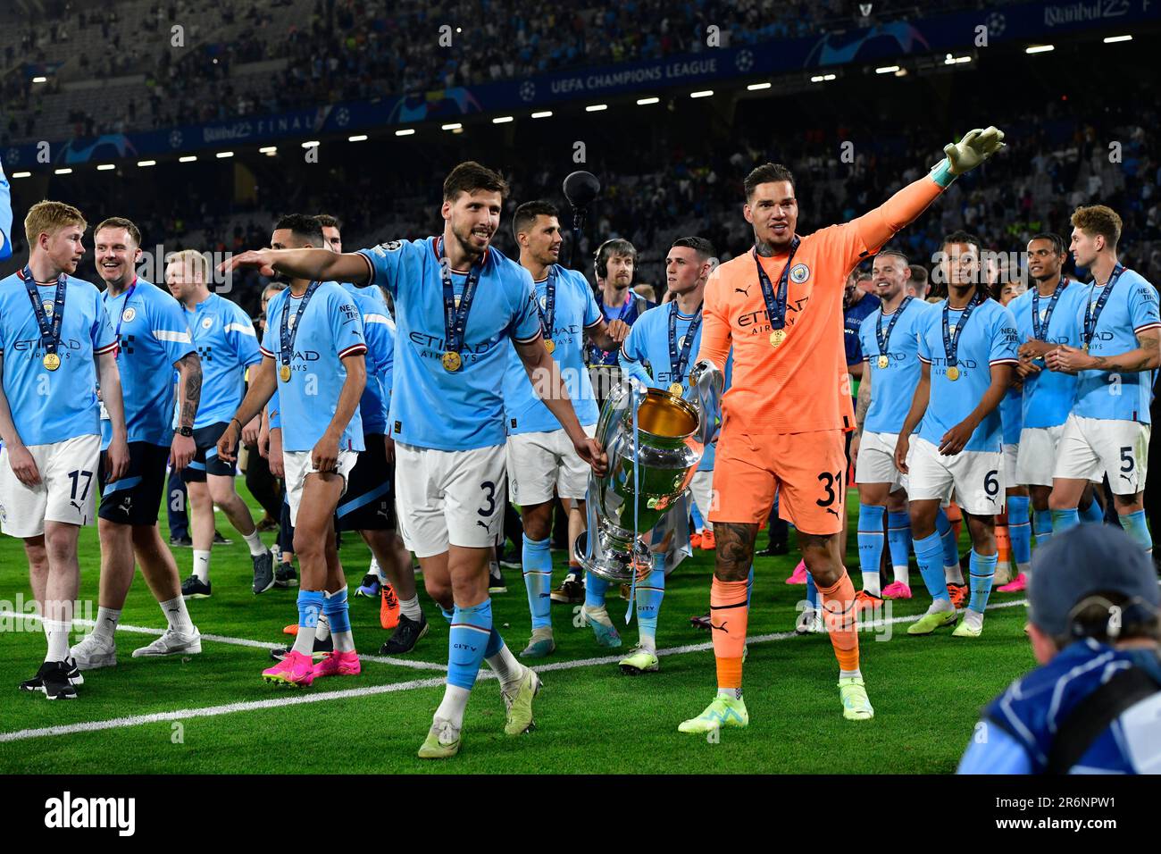 Istanbul, Turkey. 10th June, 2023. Ruben Dias (3) and goalkeeper ...