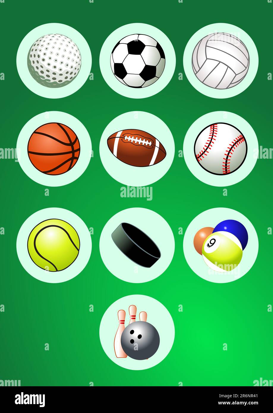 Design Elements, Sport Balls Icon Set Stock Vector Image & Art - Alamy