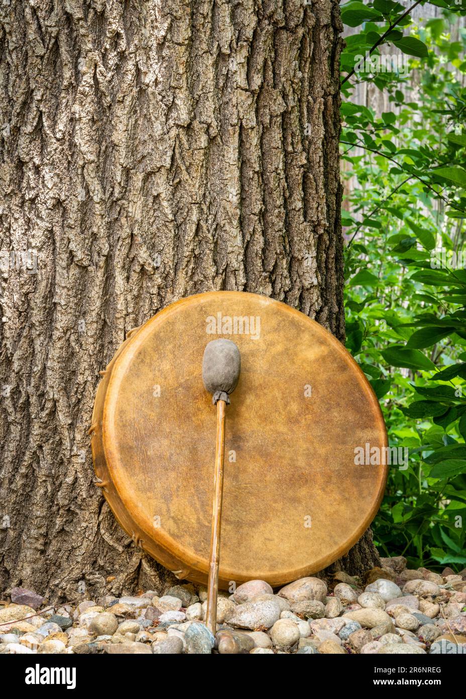 handmade, native American style, shaman frame drum covered by goat skin ...
