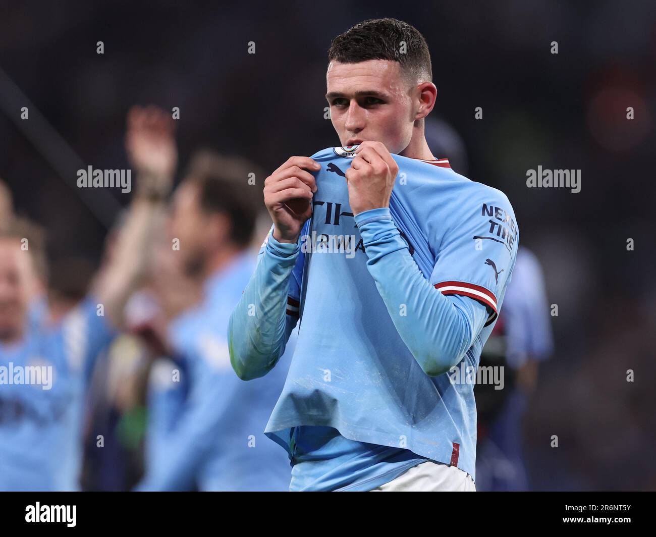 Istanbul, Turkey. 10th June, 2023. Phil Foden of Manchester City kisses ...