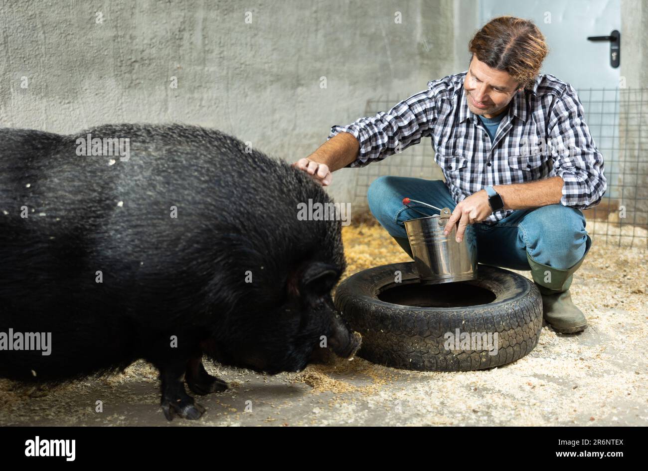 Feed man kneeling hi-res stock photography and images - Alamy