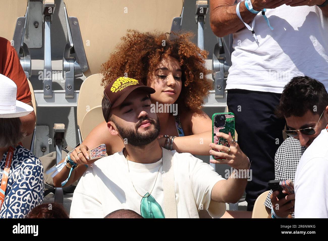 Paris, France. 10th June, 2023. Lena Mahfouf, Oli in the stands during French Open Roland Garros ...