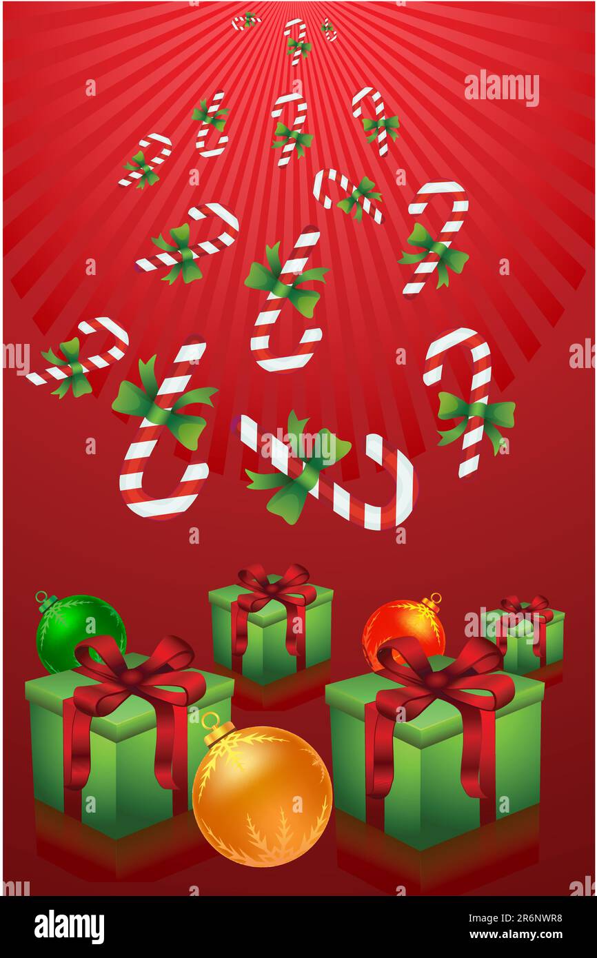 illustration of merry christmas with gifts and candies Stock Vector ...