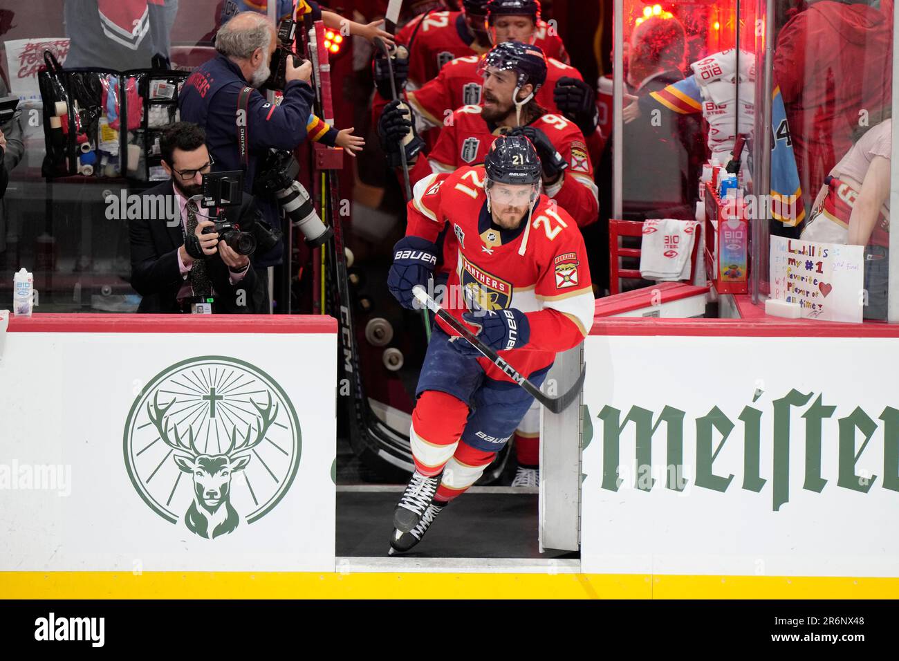 Florida Panthers center Nick Cousins (21) enter the ice before the ...