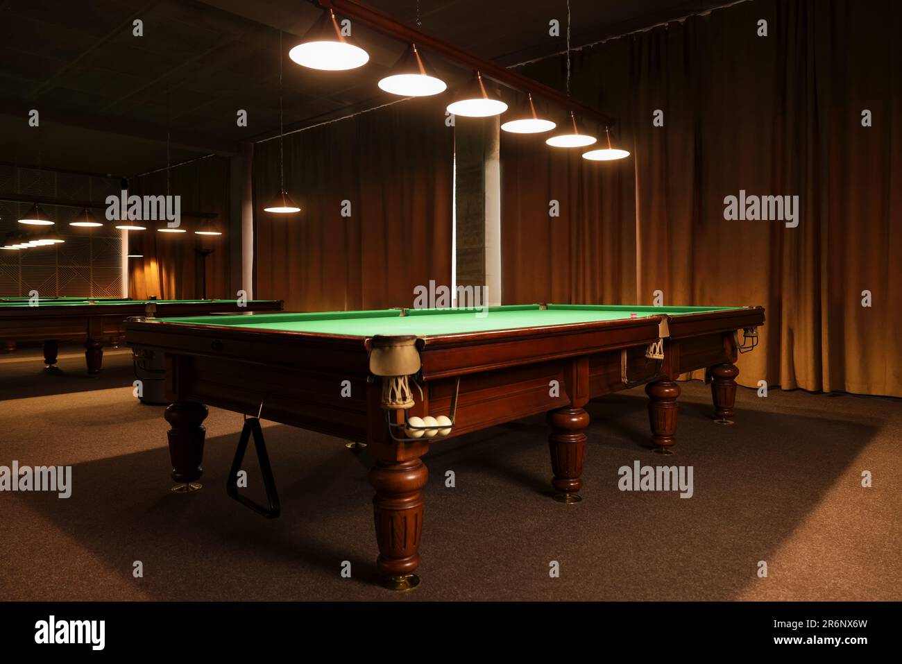 Stylish billiard table with white balls in pocket indoors Stock Photo ...
