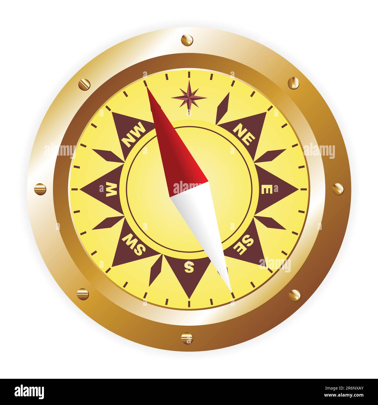 Golden compass isolated over white square background Stock Vector Image ...