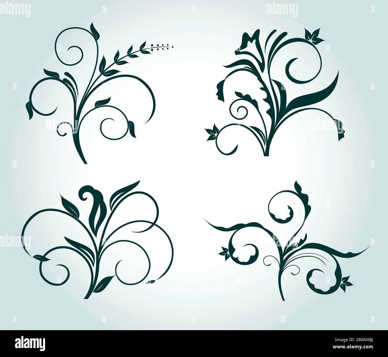 Illustration of curled flowers ornament collection. Vector Stock Vector ...