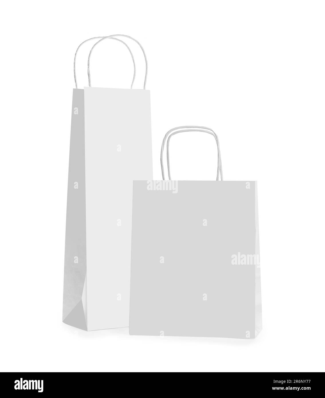 Blank paper bags on white background. Mockup for design Stock Photo - Alamy