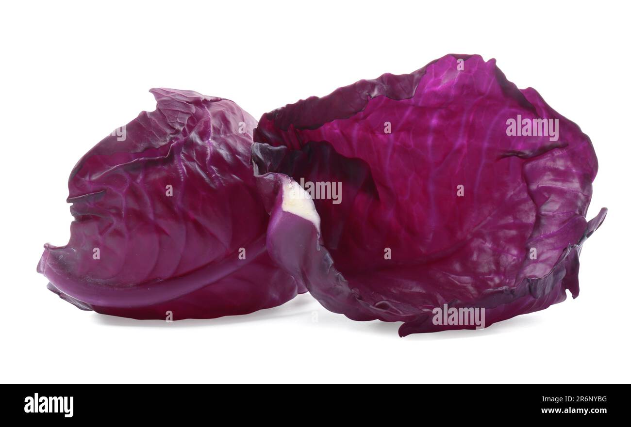Two radicchio cabbage leaves on white background Stock Photo - Alamy