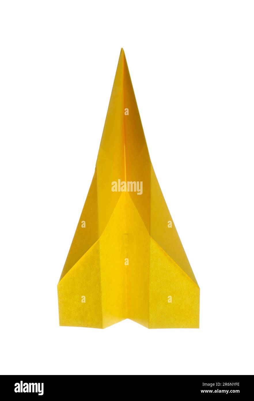 Handmade yellow paper plane isolated on white Stock Photo - Alamy