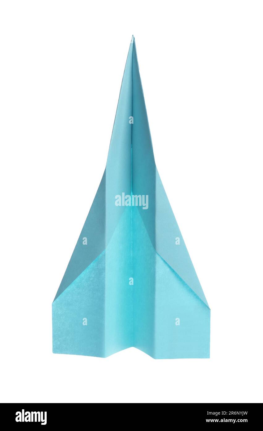 Handmade light blue paper plane isolated on white Stock Photo - Alamy