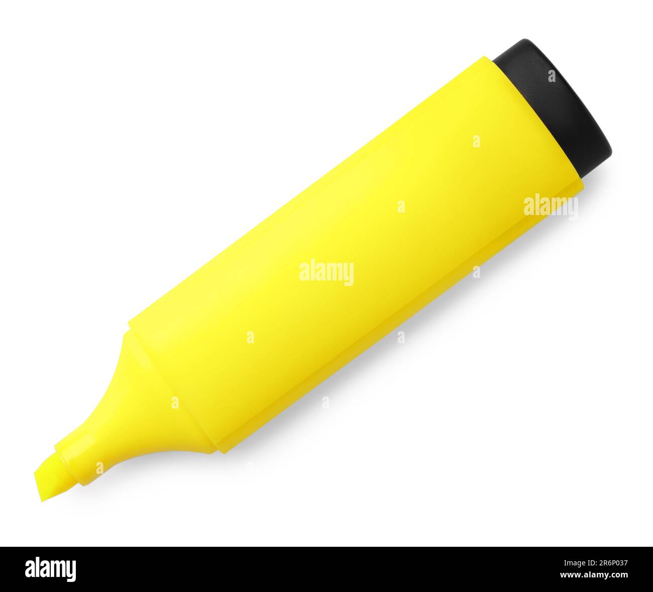 Bright yellow marker isolated on white, top view Stock Photo - Alamy