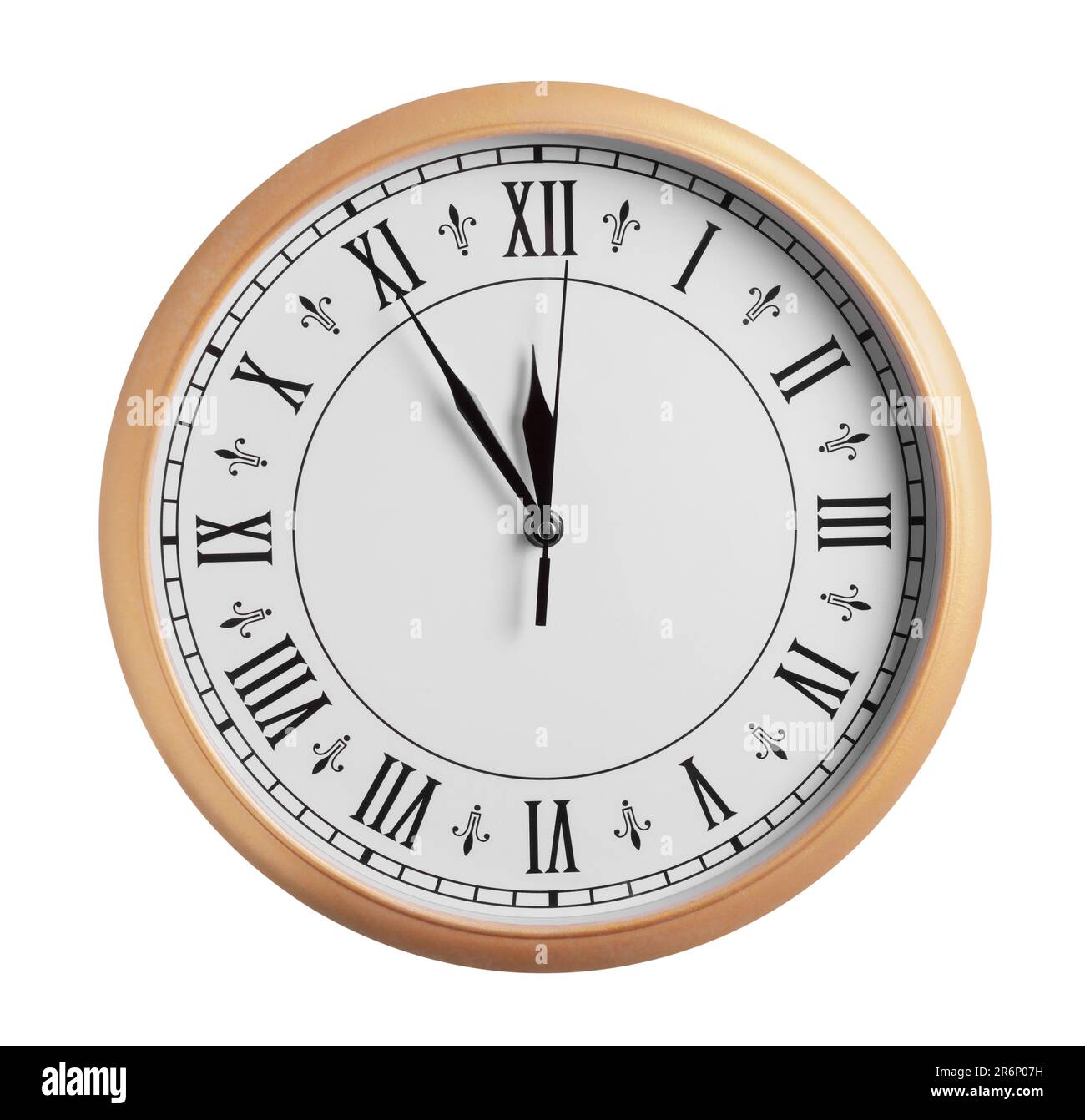 Stylish analog clock isolated on white. New Year countdown Stock Photo ...