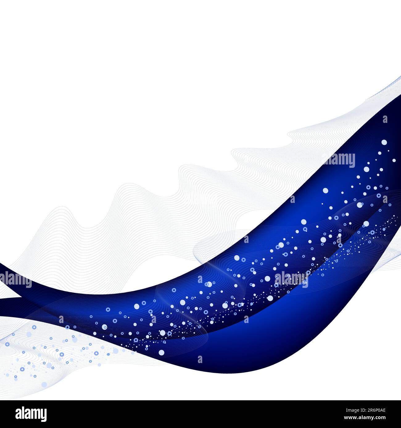 Border made of blue wavy stripes and small circles on a white ...