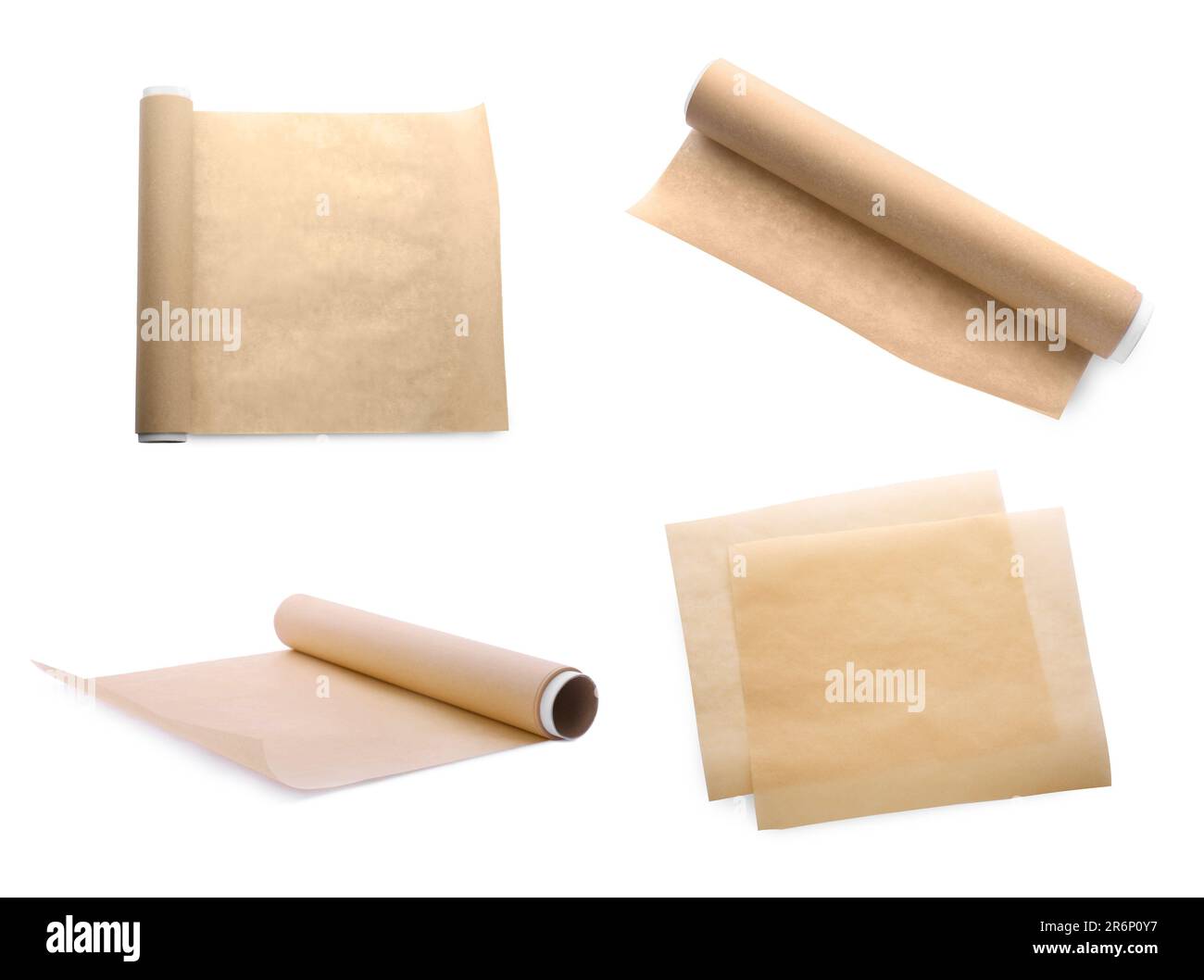 Collage with different baking paper on white background Stock Photo - Alamy