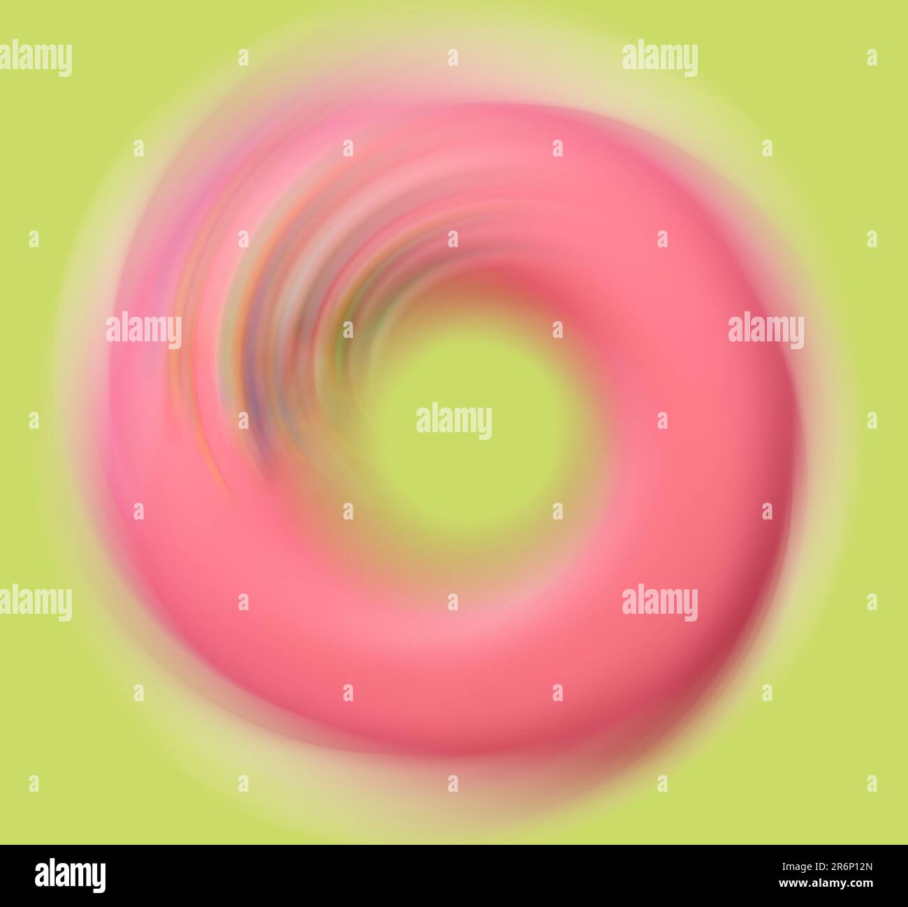 Spinning donut with pink icing on light green background, motion effect ...