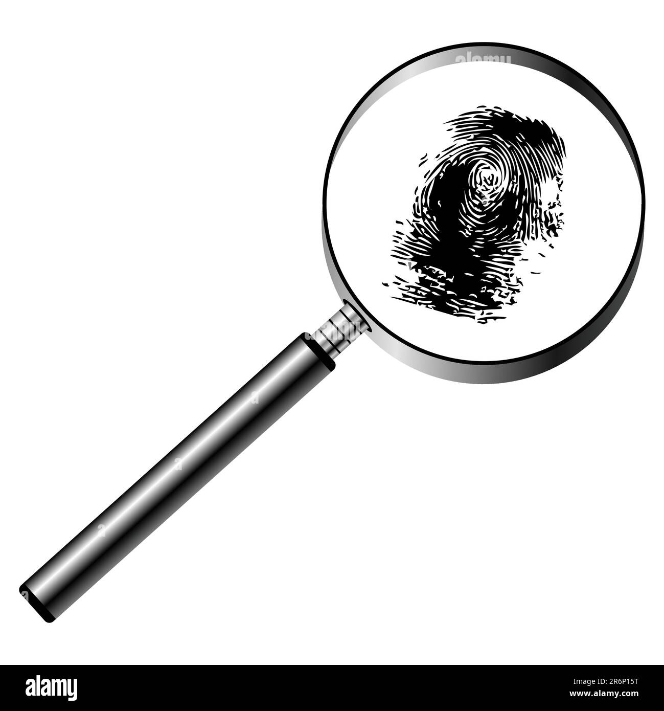 Magnifying glass with fingerprint isolated over white background Stock ...