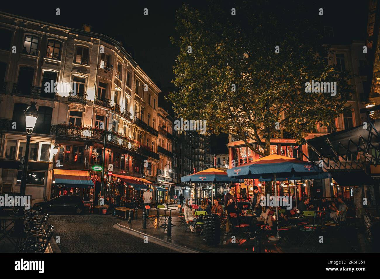 Nightlife in the Streets of Brussels, Belgium Stock Photo - Alamy