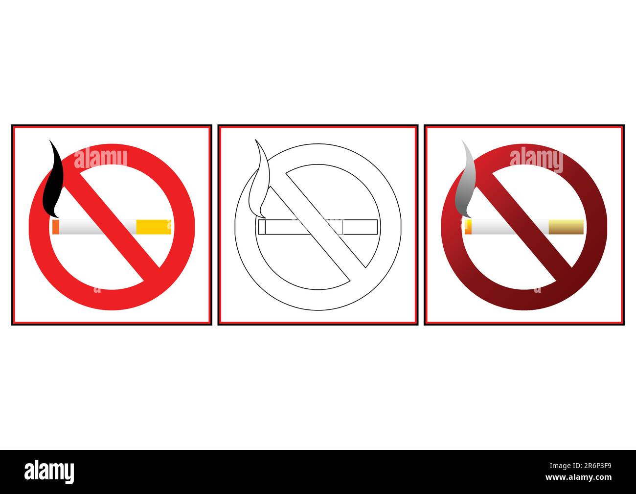 No smoking signs in two different colors and blank template Stock ...