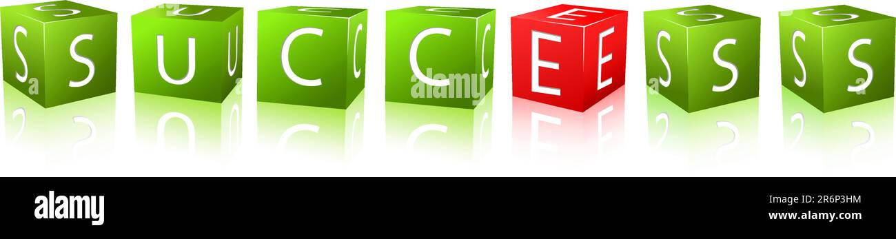 word success combines of cubes with letter. Illustration isolated on ...
