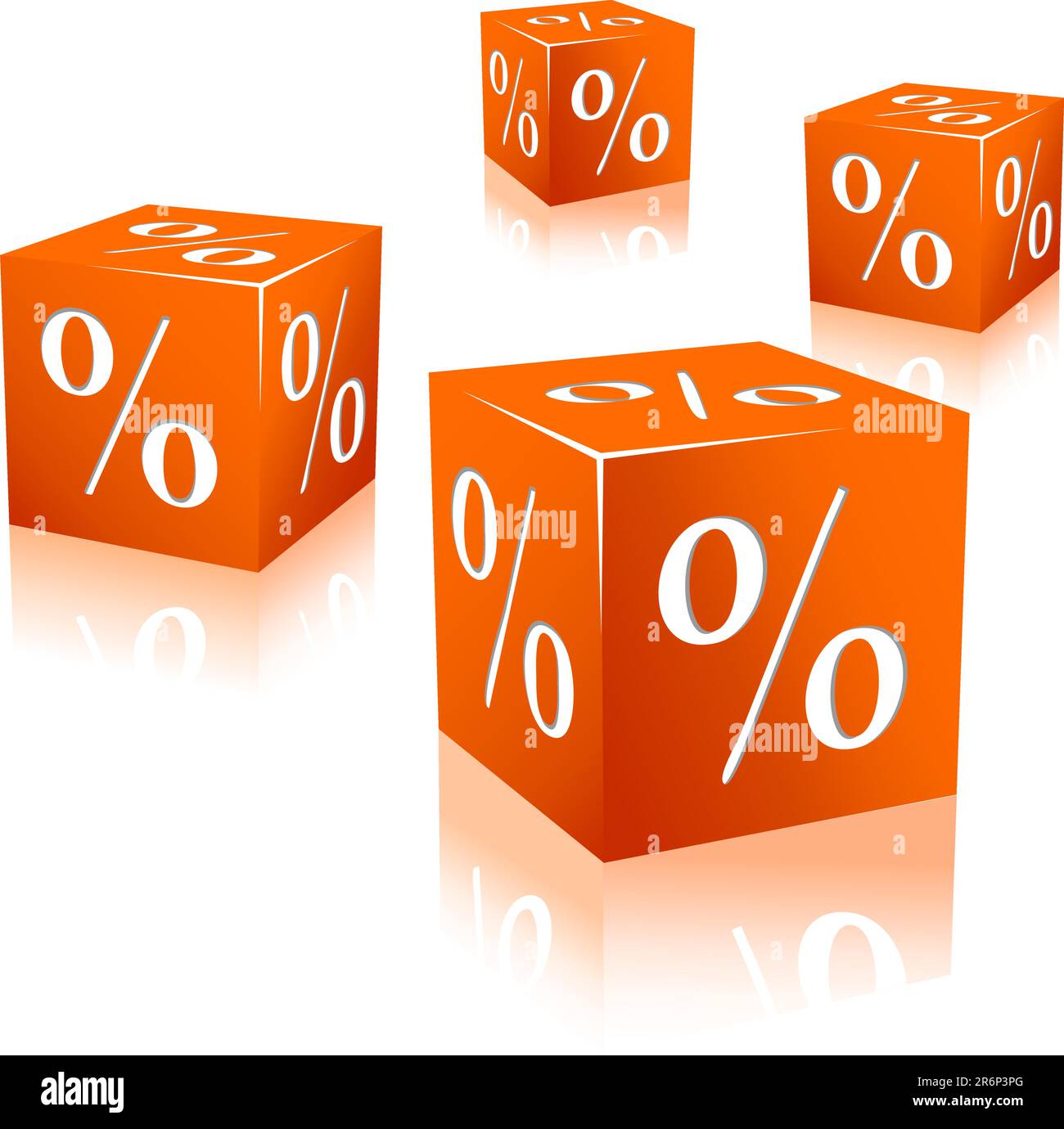 orange cubes with percentage mark isolated on white background Stock ...
