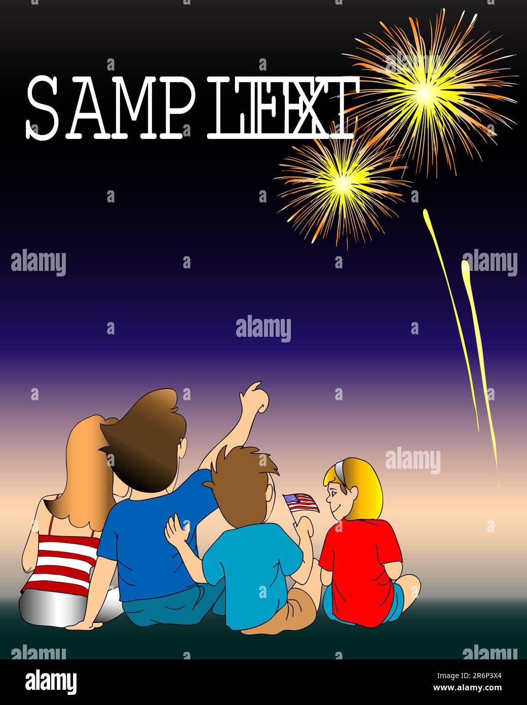family activity watching fireworks, vector illustration Stock Vector ...