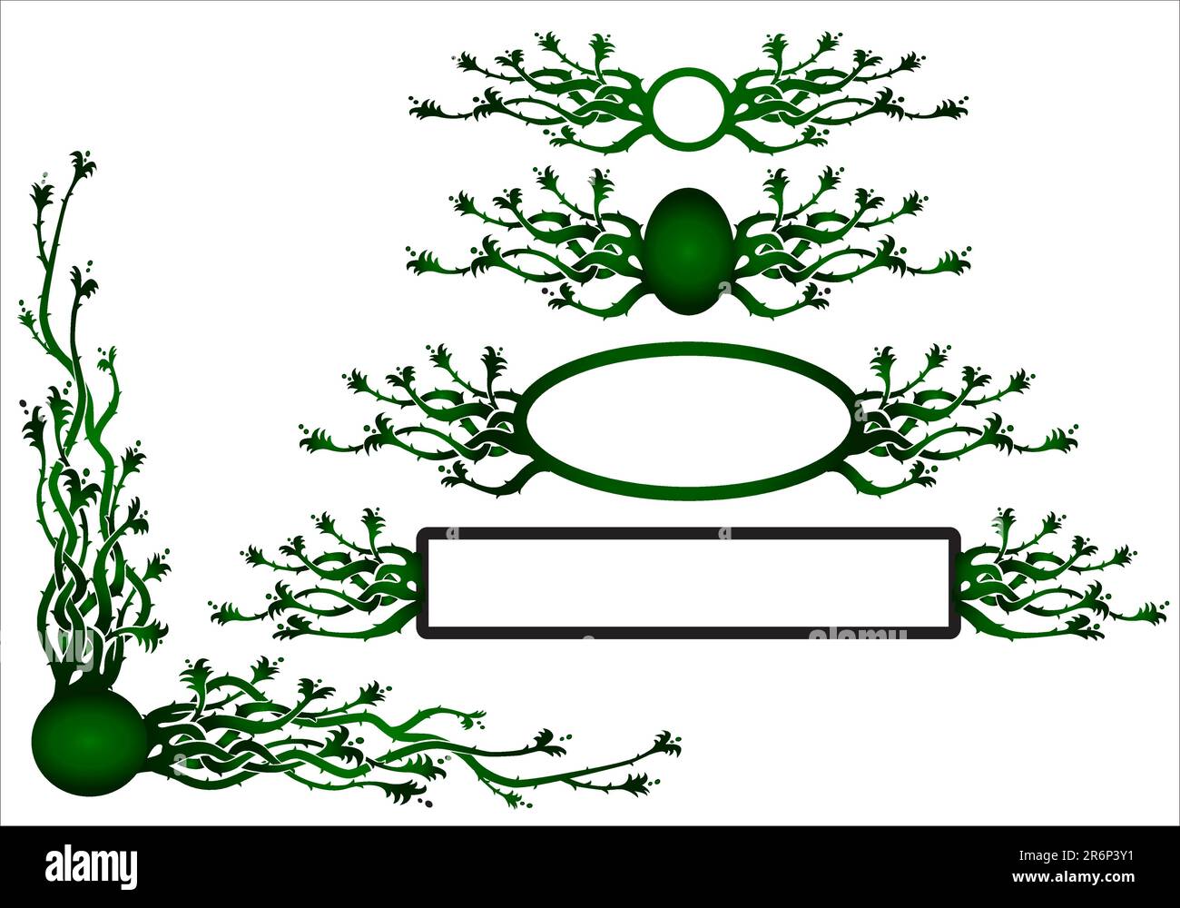 A wild plant with savage thorns - corner design and dividers or banners ...