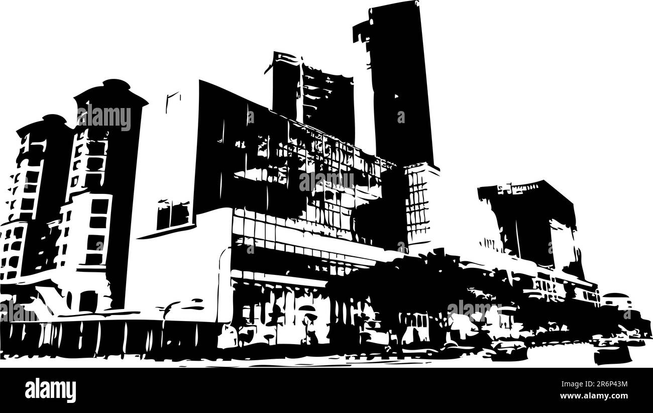 Building silhouette - Grunge styled urban background Stock Vector Image ...