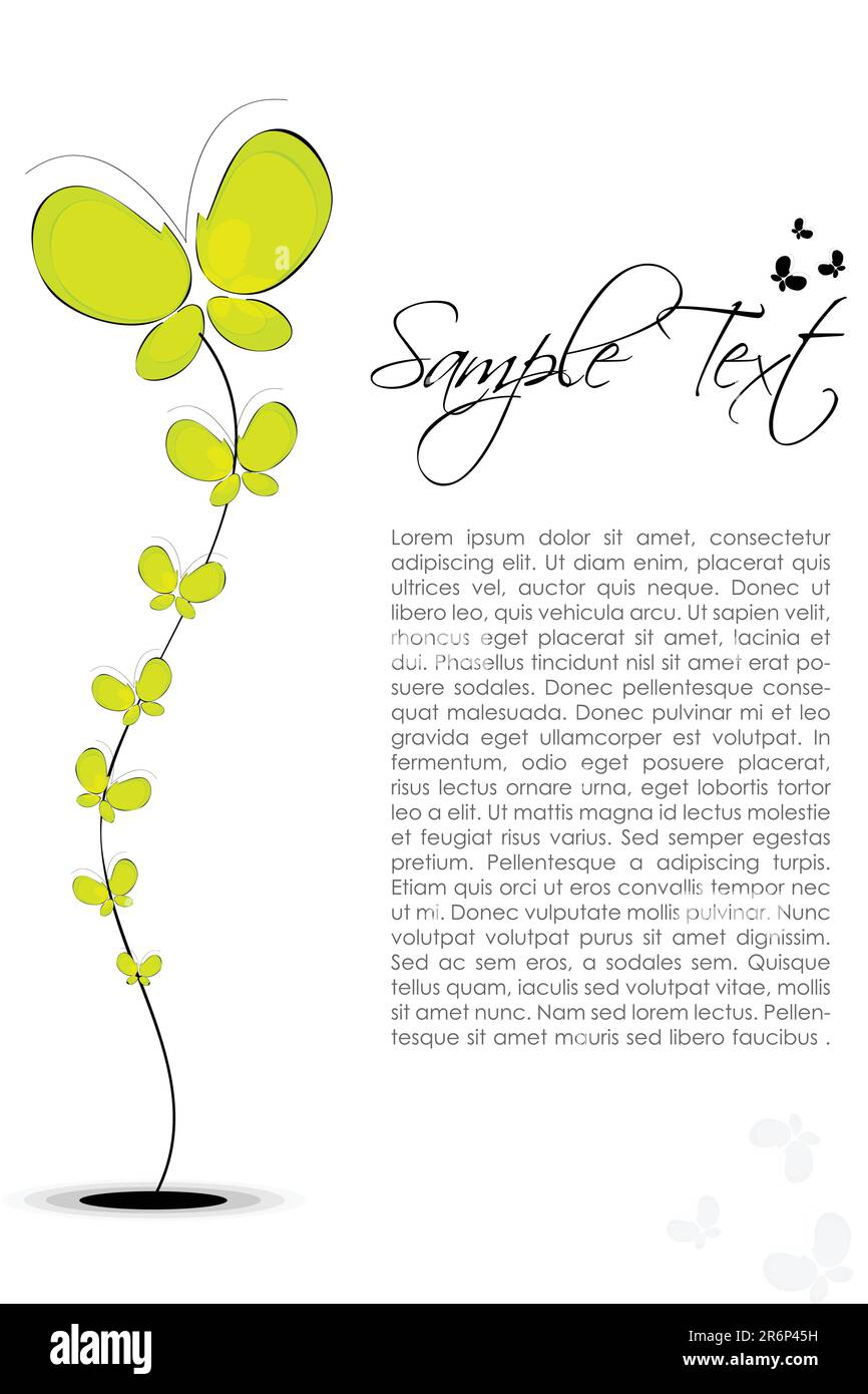 illustration of abstract floral text template with plant of butterfly ...