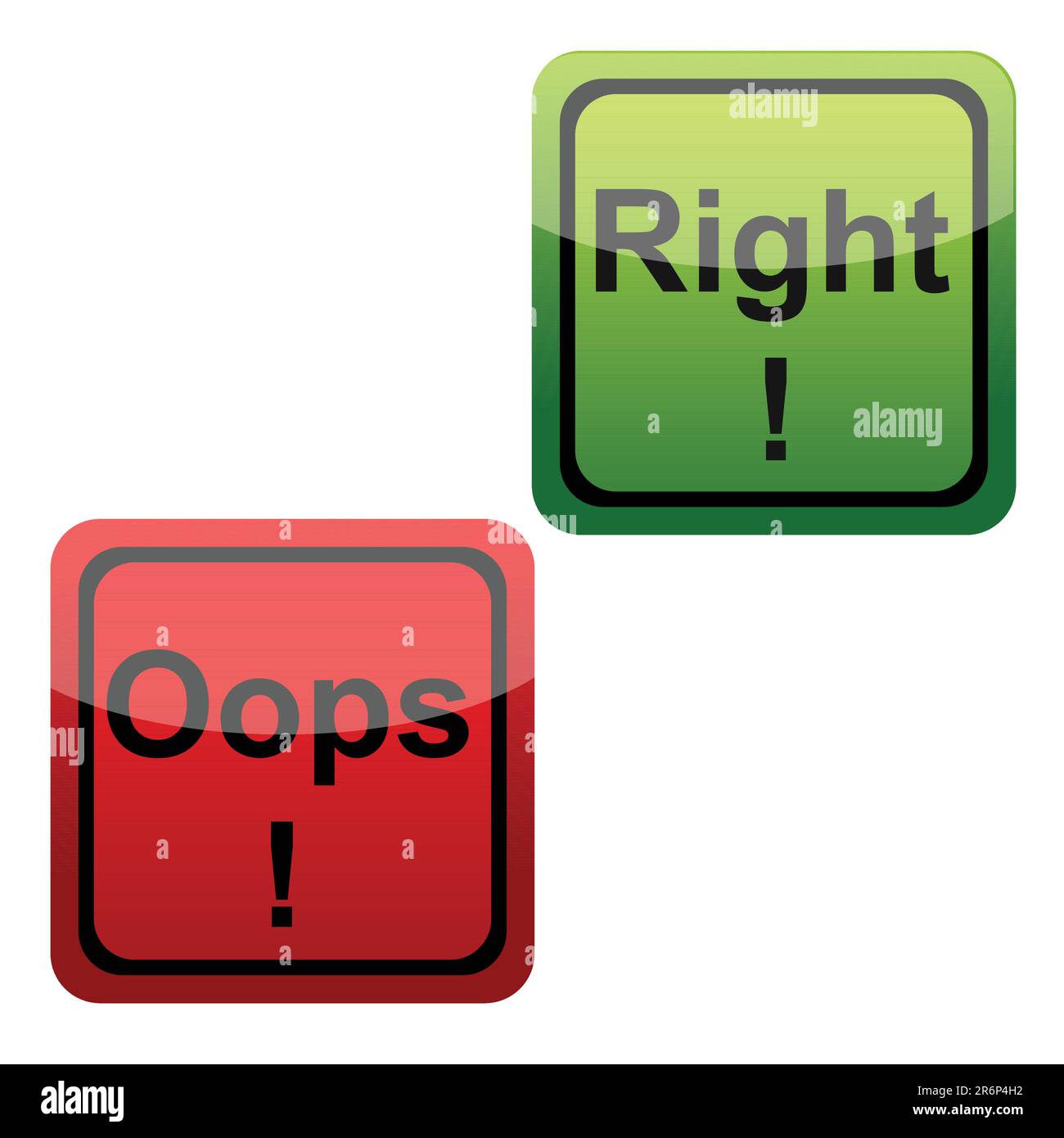 illustration of set of oops and right icons n isolated background Stock ...