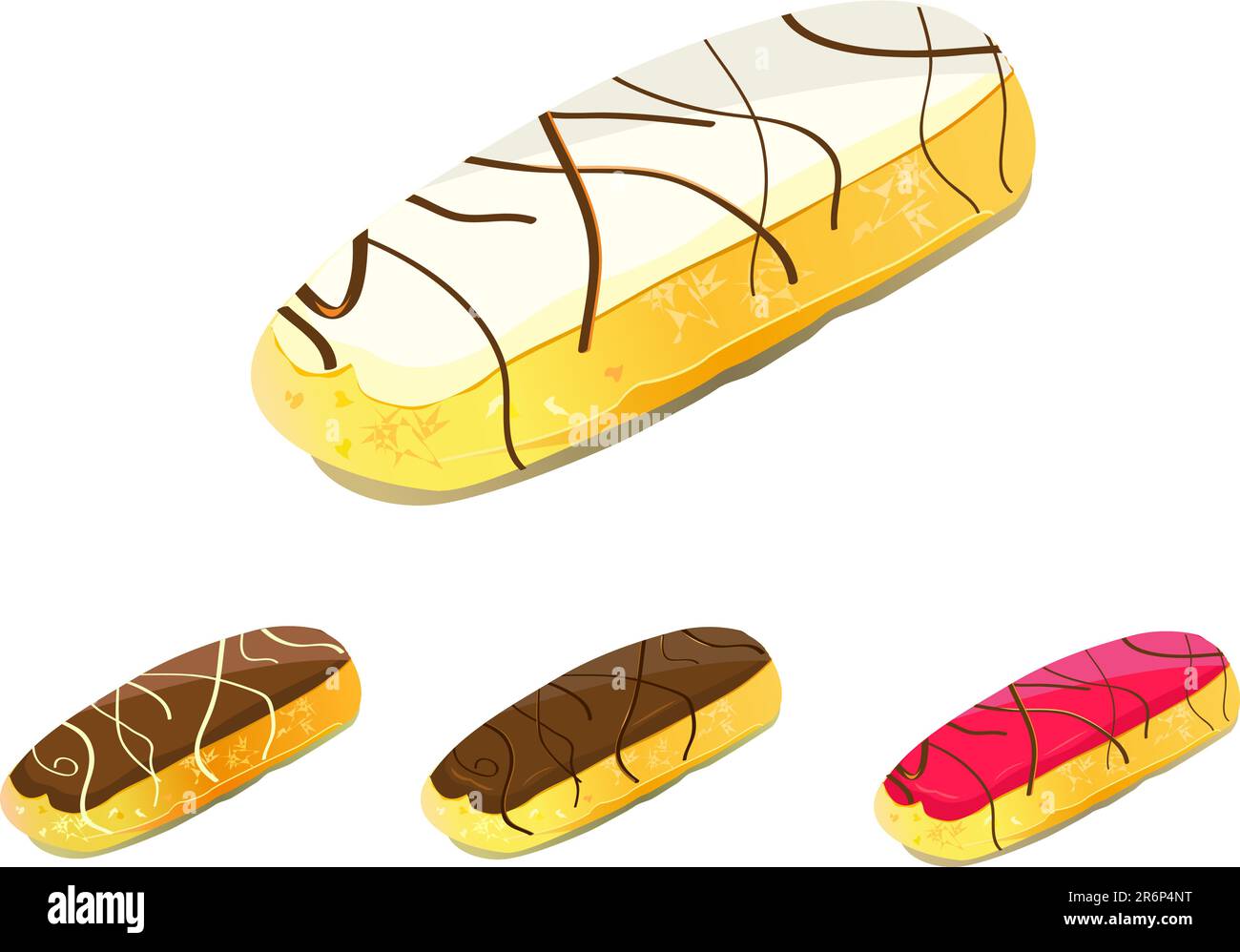 set of eclair cake with chocolate icing Stock Vector Image & Art - Alamy