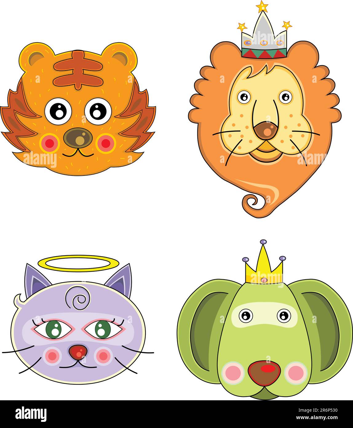 A group of happy animal face, Vector file of animals Stock Vector Image ...