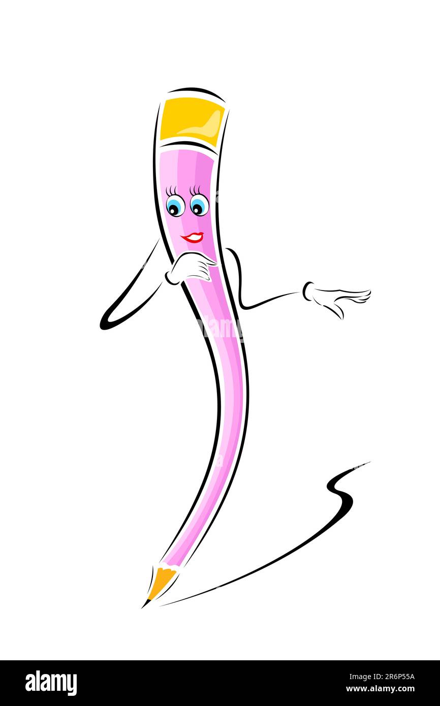 illustration of stylish pencil character on isolated background Stock ...