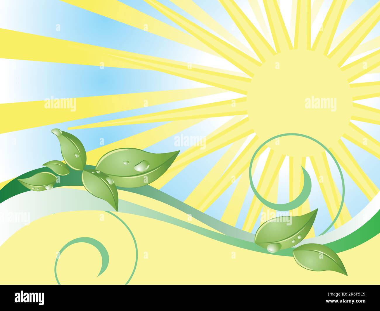 vector eps10 illustration of waves and leaves on colorful rays Stock ...