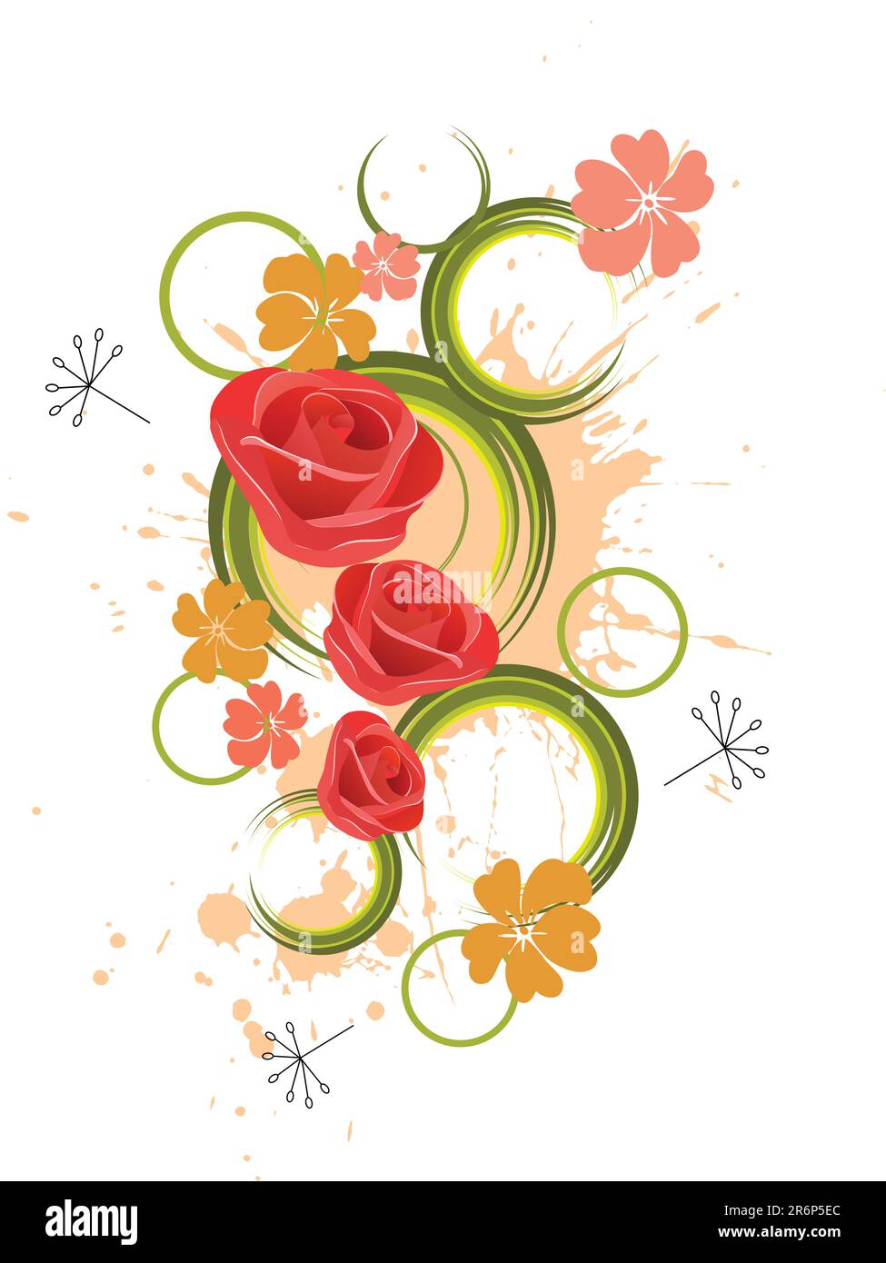 vector eps10 illustration of red roses on an abstract background Stock ...