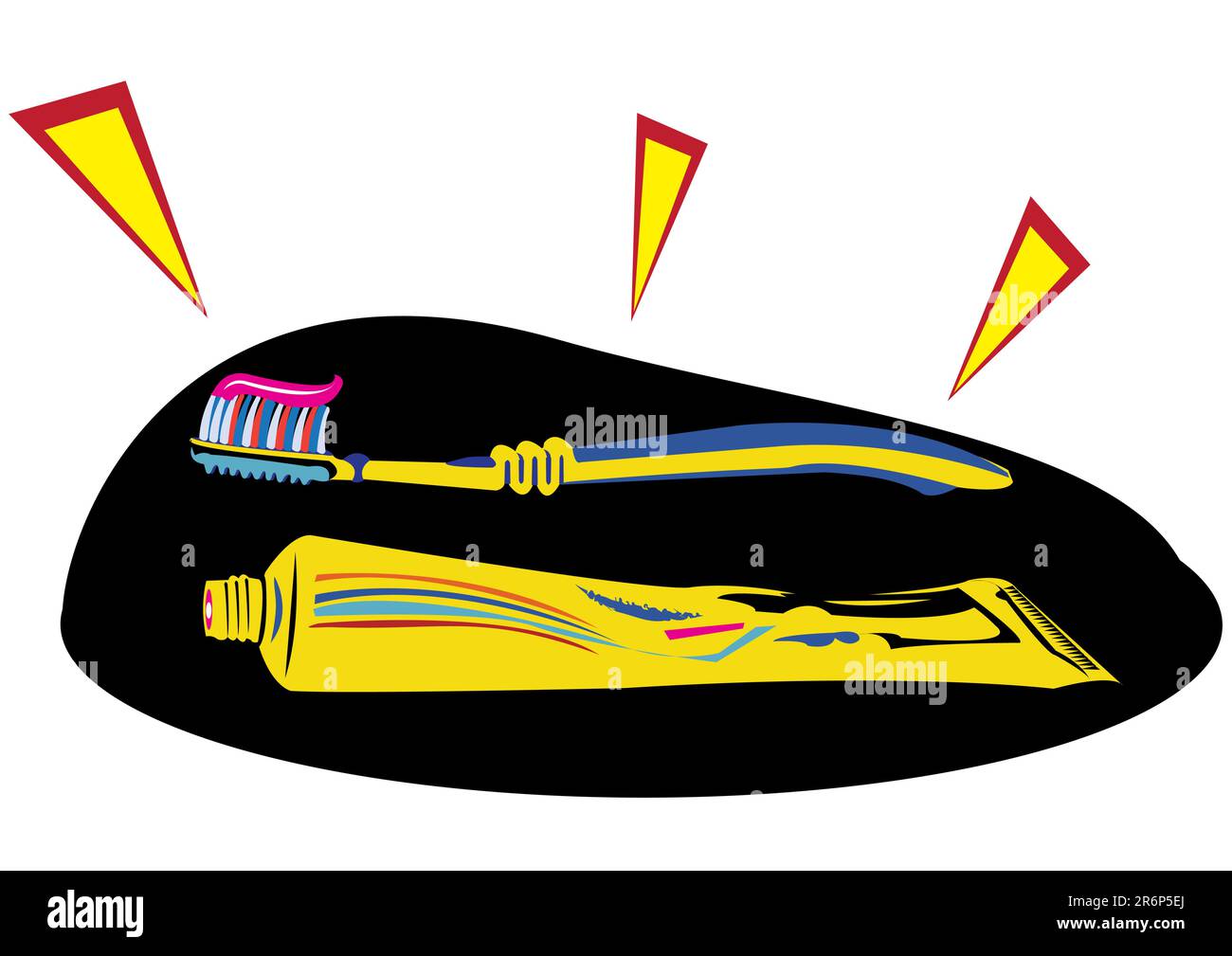 Vector illustration of a toothbrush and a toothpaste in pop-art style ...