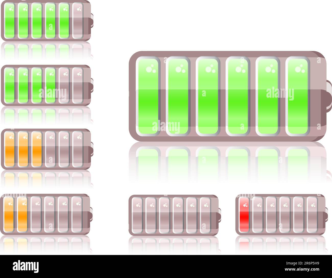 shiny battery icon set isolated on white background Stock Vector Image ...