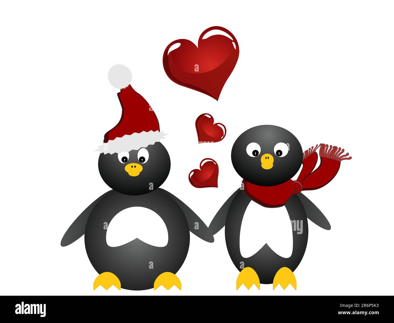 vector eps10 illustration of two penguins with red hearts Stock Vector ...