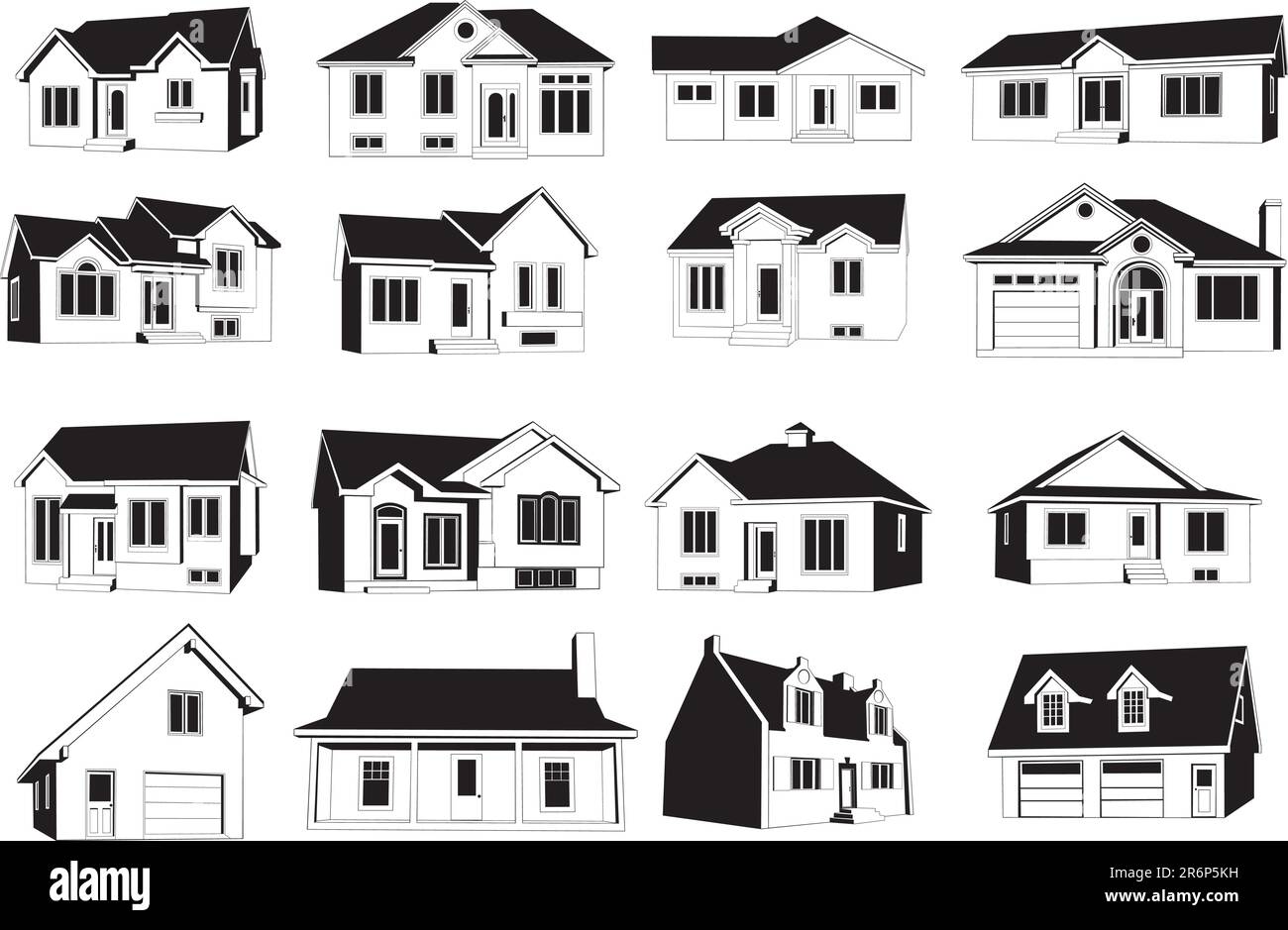 Collection of smooth vector EPS illustrations of various houses Stock ...