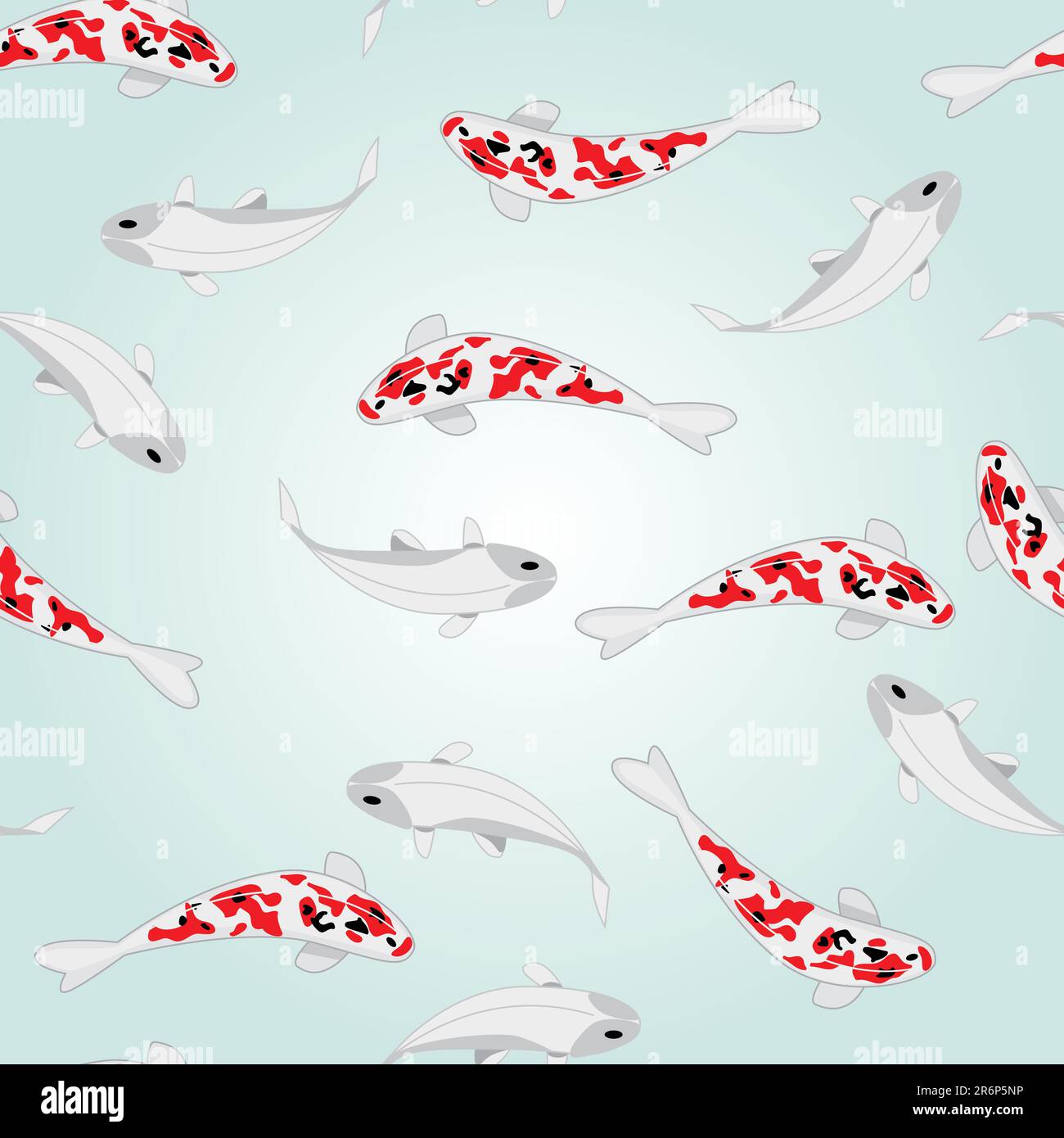 vector seamless background with white and red spotted koi carps Stock ...