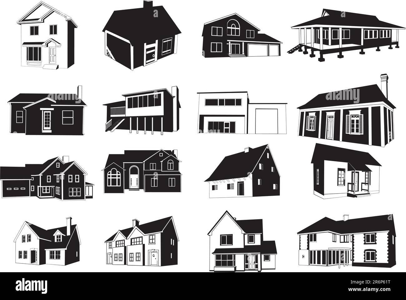 Collection of smooth vector EPS illustrations of various houses Stock ...