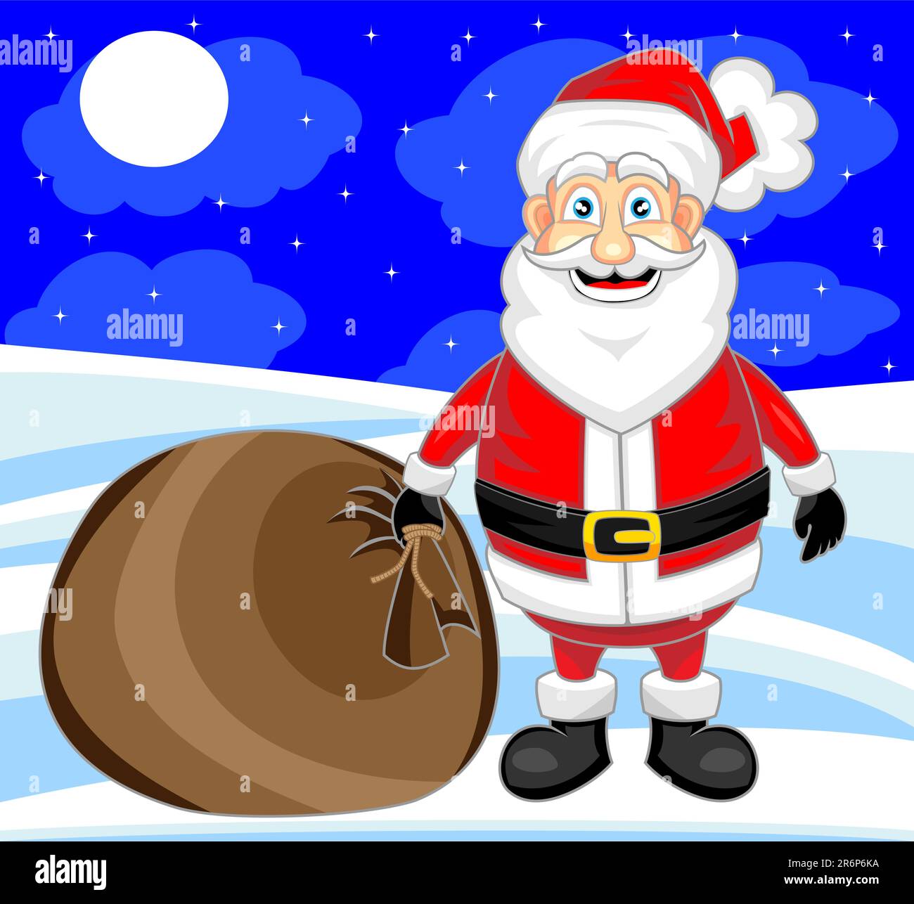 vector illustration of cute happy looking santa claus with snow ...