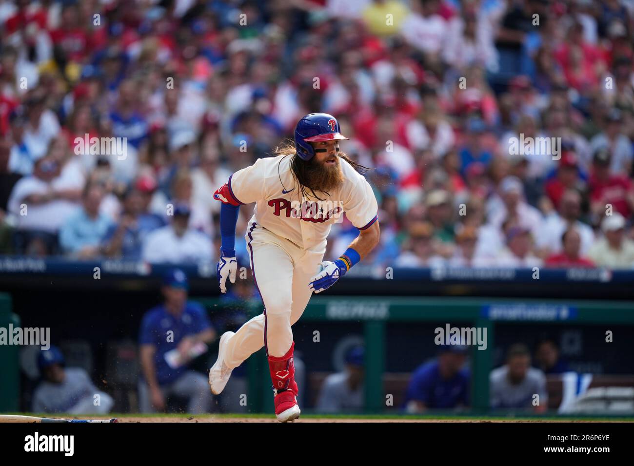 Philadelphia Phillies' Brandon Marsh plays during the fourth inning of ...