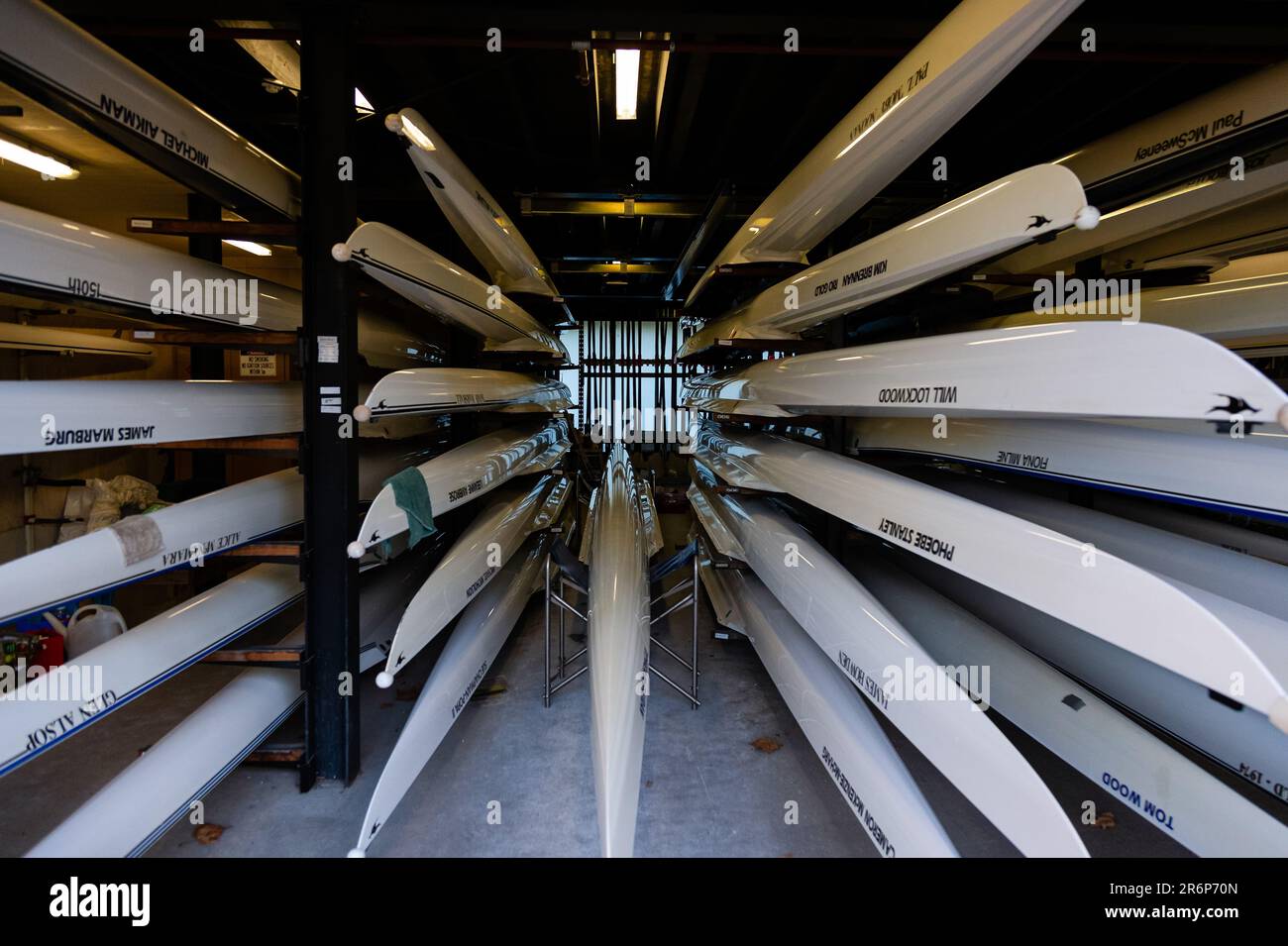 MELBOURNE, AUSTRALIA - MAY 26: Single and double (rowing) sculls are ...