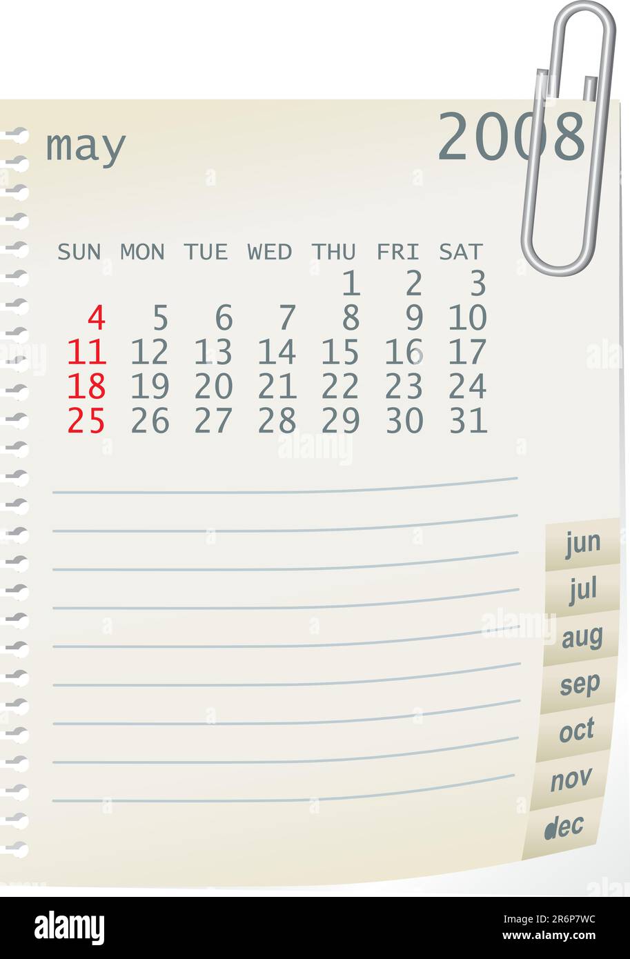 2008 calender whith a blanknote paper - vector illustration Stock ...