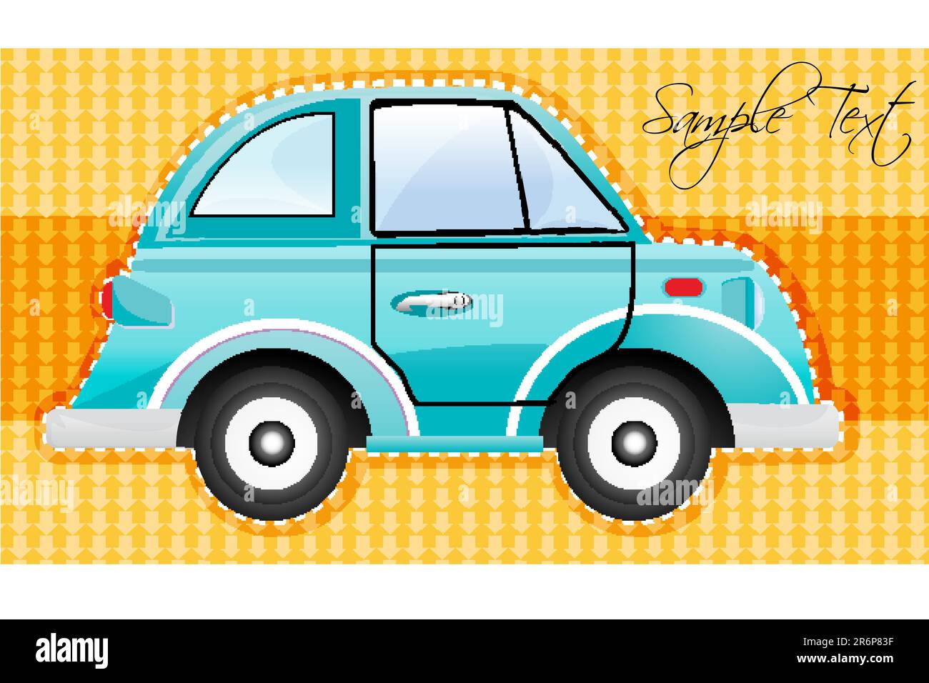 illustration of car on textured background with sample text Stock ...